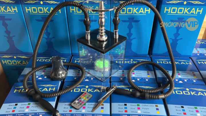 Wholesale Square Shisha Hookah with LED Light Single Hose Acrylic ...