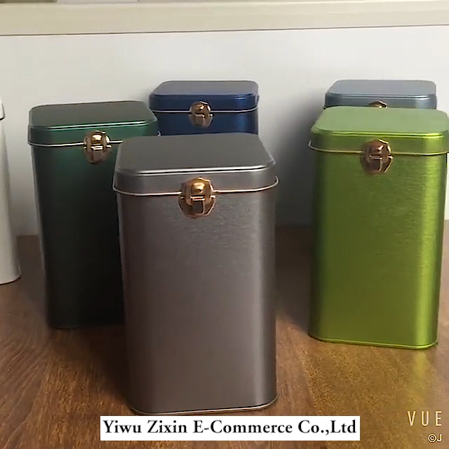 Stackable Square Tin Box with Lock - Ideal for Tea Packaging