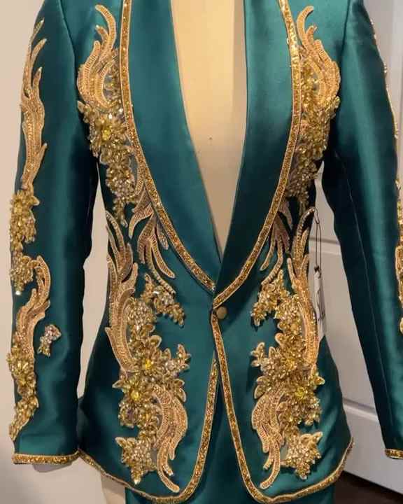 Custom Black and Gold Rhinestone Suit for Men - Luxury Wedding Tuxedo ...