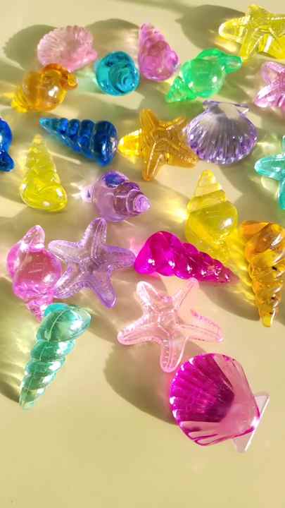Colorful Plastic Sea Shell Conch Starfish Acrylic Gems Toys for Beach ...