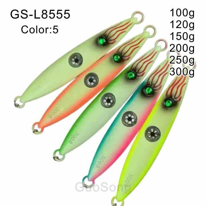 GS Metal Jigs 250g Slow Pitch Jigging Lure With Glow Zebra Lead Fish ...