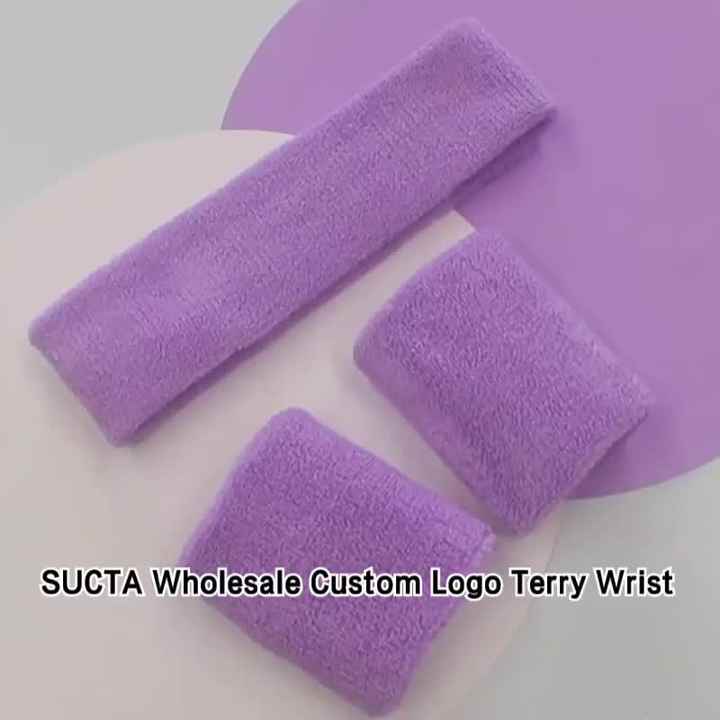 Wholesale Custom Logo Terry Wrist Sweatbands Embroidery Woven Label ...