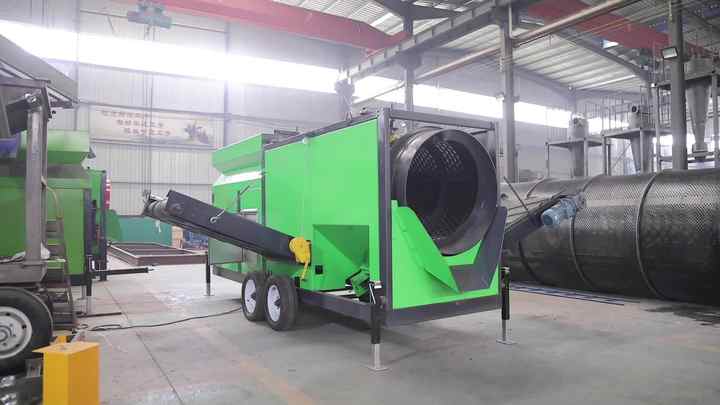 60TPH Mobile Topsoil Screener Rotary Drum Screen Sand Sieving Machine ...