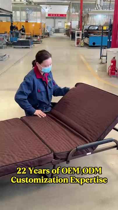 Portable Reclining Foldable Nap Bed with Wheels Metal Rollaway Guest ...