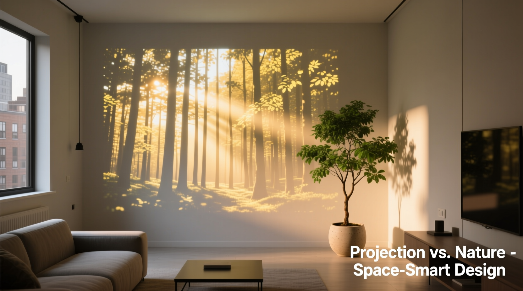 Projection Lights Vs Physical Trees For Small Apartments With No Space