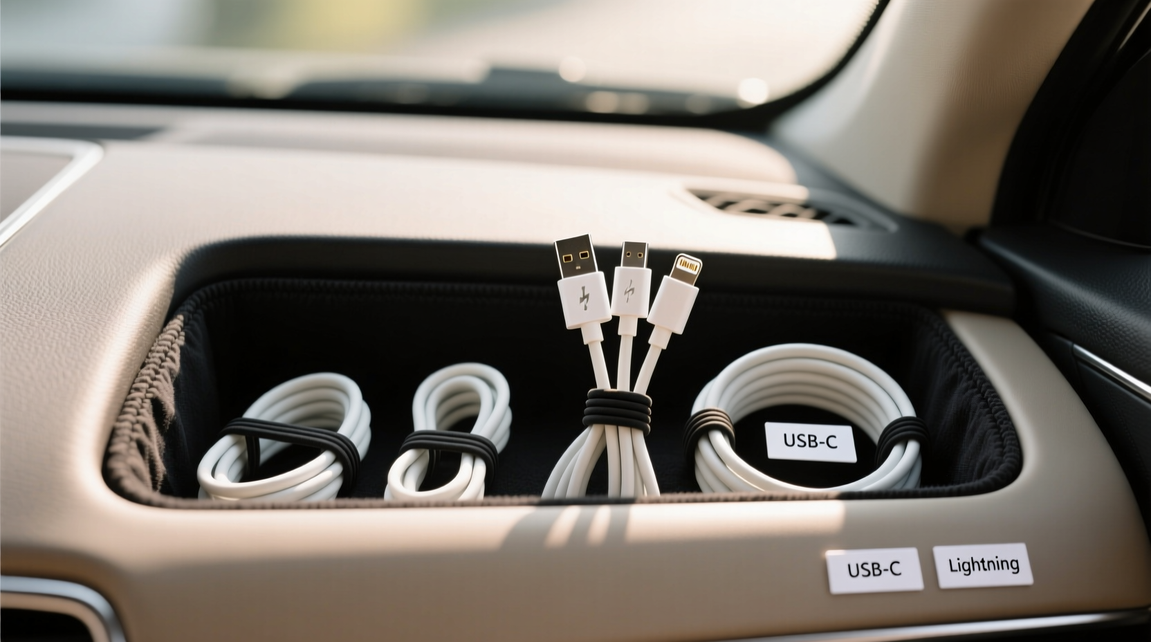 How To Organize Loose Charging Cables In Your Car Console Neatly