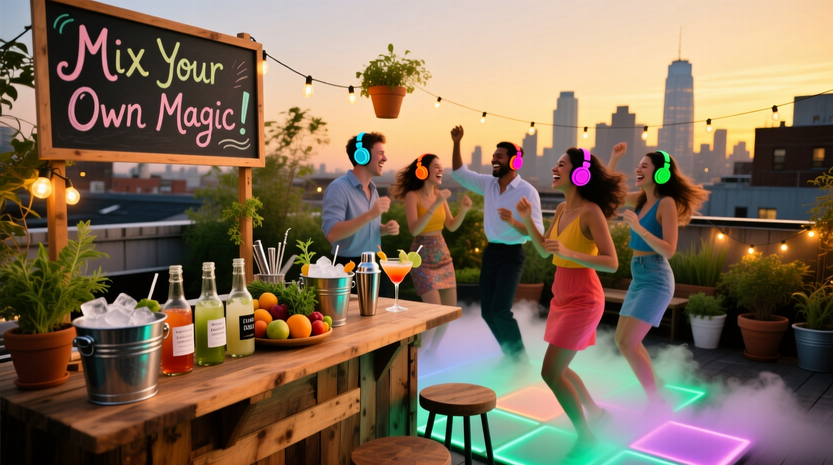 How To Host A Silent Disco Party With A DIY Cocktail Station Included