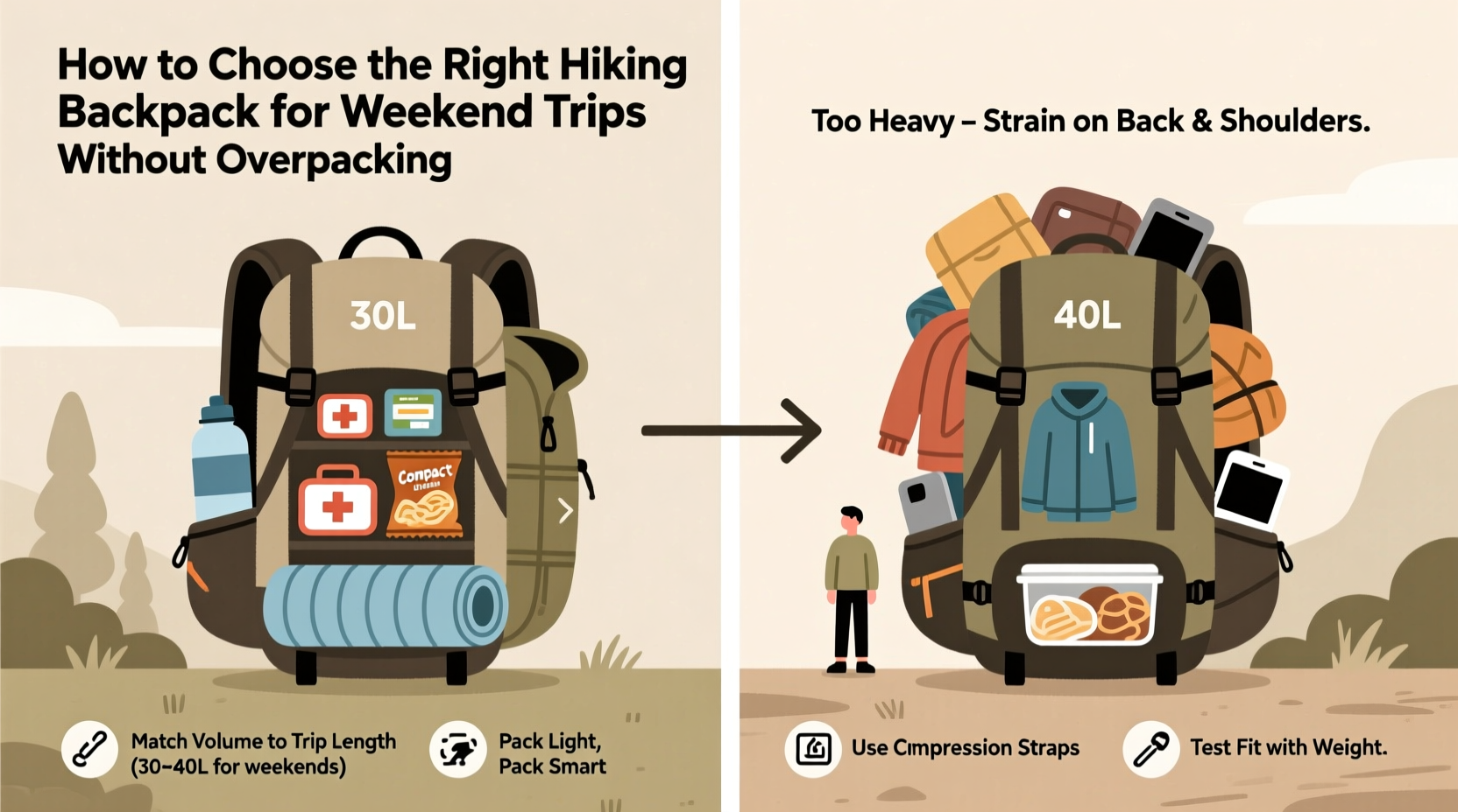 How To Pick The Right Size Hiking Backpack For Weekend Trips Without ...