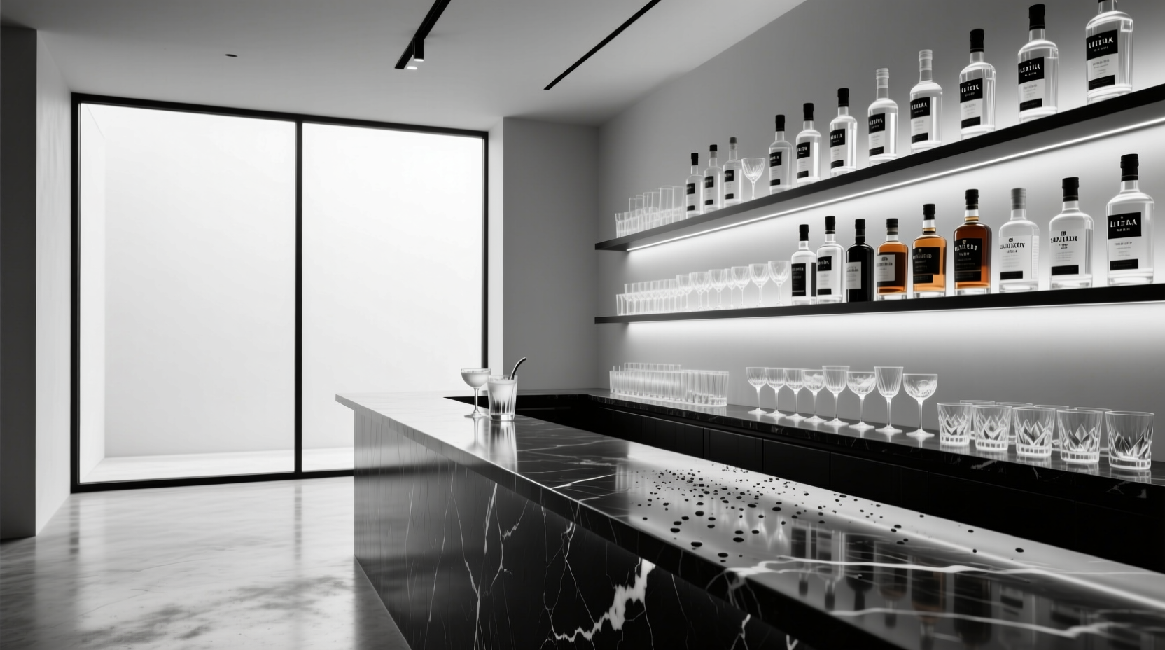 How To Style A Monochrome Bar With Only Clear Spirits And Glassware