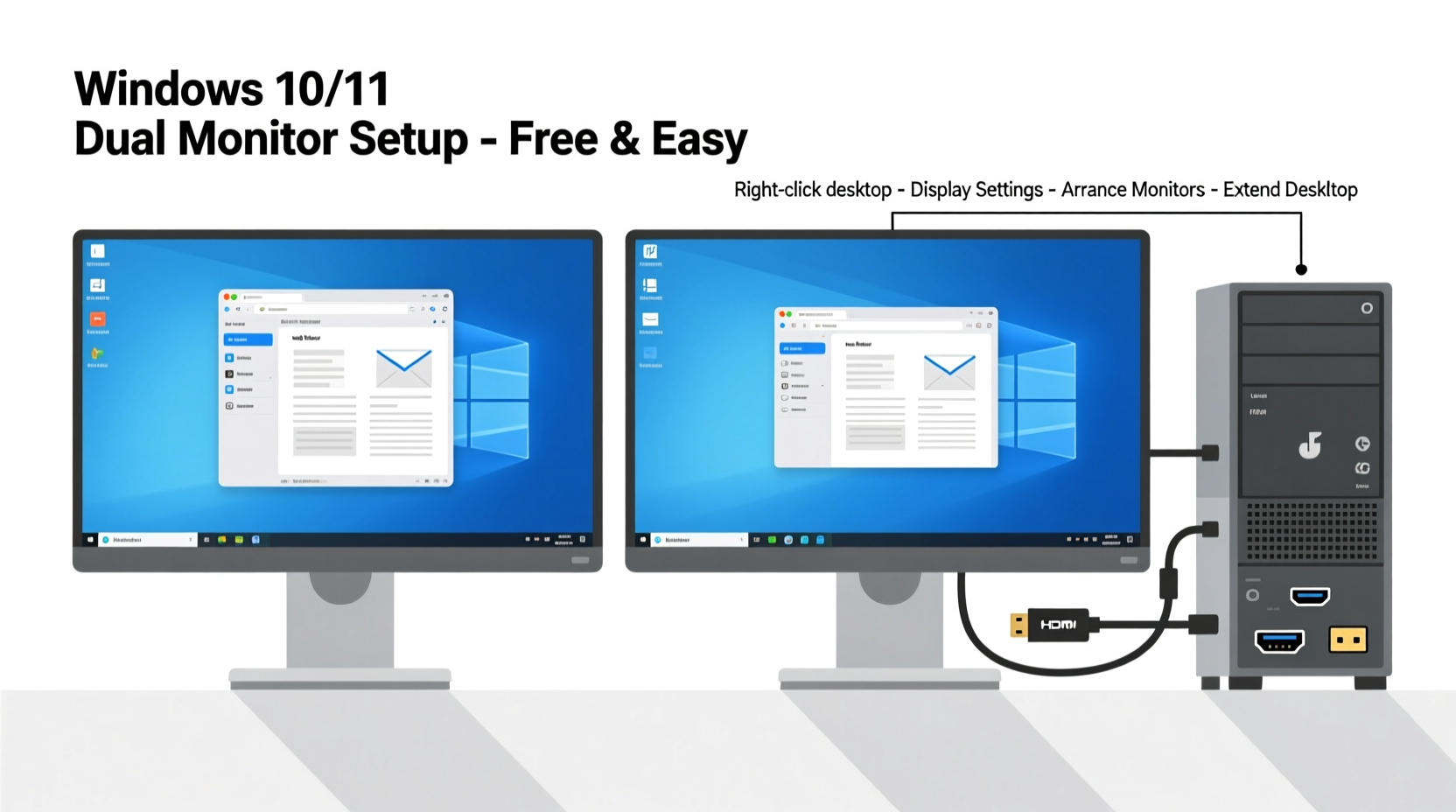 How To Set Up Dual Monitors Without Paying For Extra Software