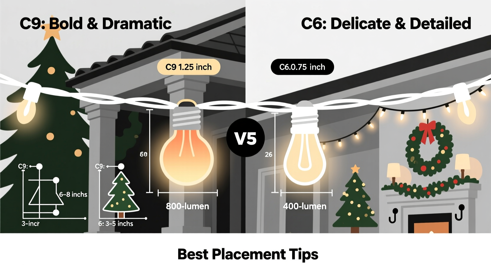 C9 Vs C6 Christmas Lights Size Brightness And Best Placement Guide