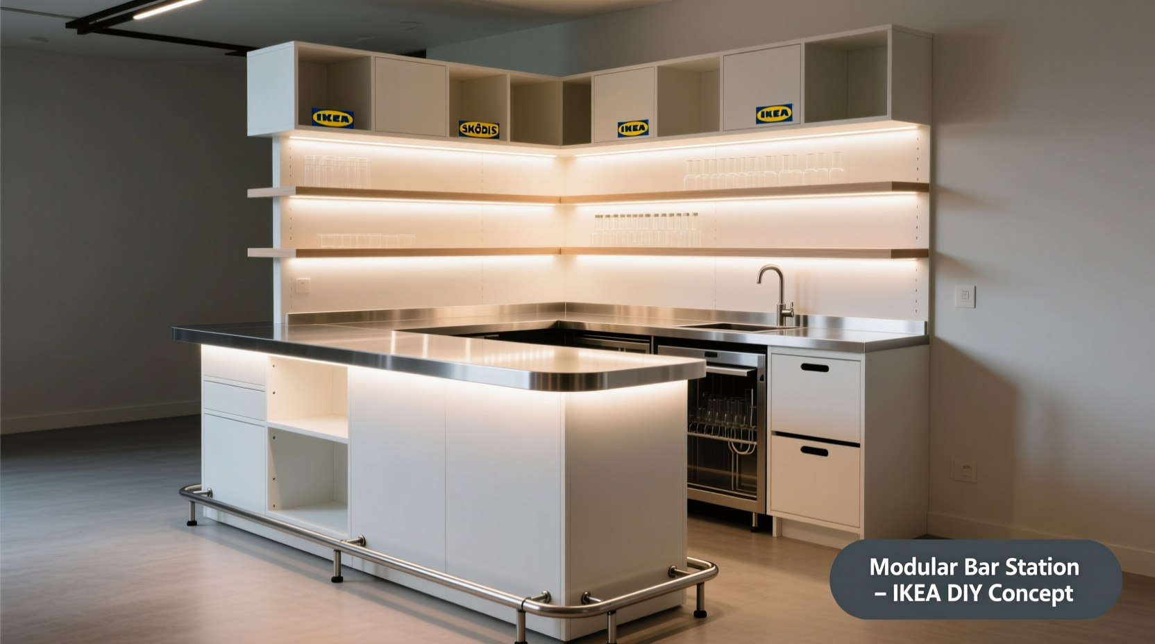 How To Build A Modular Bar Station Using IKEA Units And Integrated LED ...
