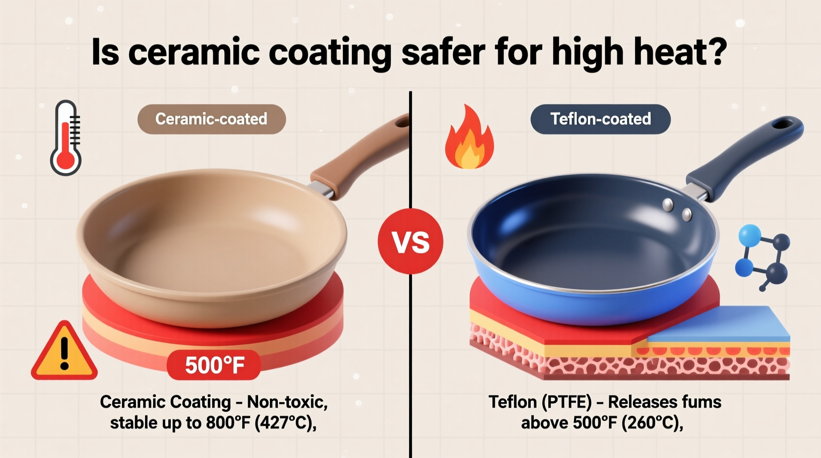Ceramic Vs Teflon Pans Is Ceramic Coating Actually Safer For High Heat
