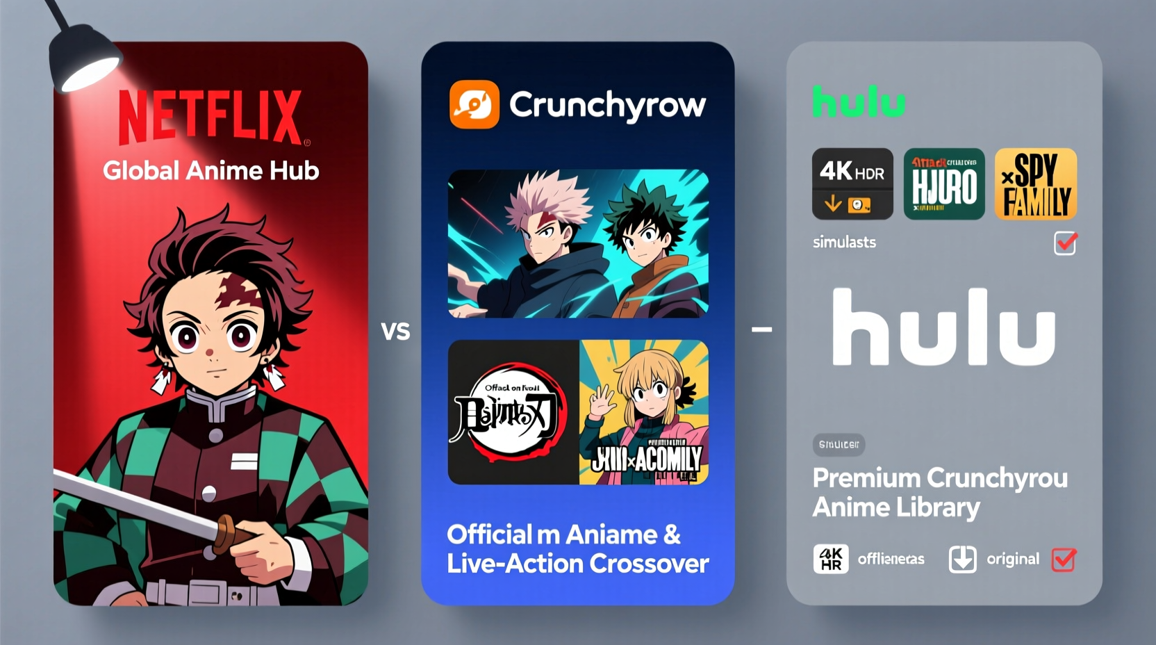 Anime Streaming Service Comparison Crunchroll Vs Hulu Vs Netflix Which ...