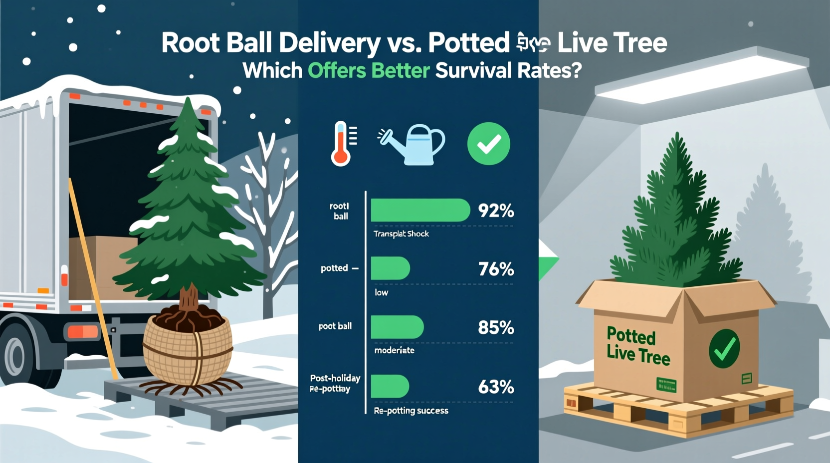 Christmas Tree Root Ball Delivery Vs Potted Live Tree Services Which ...