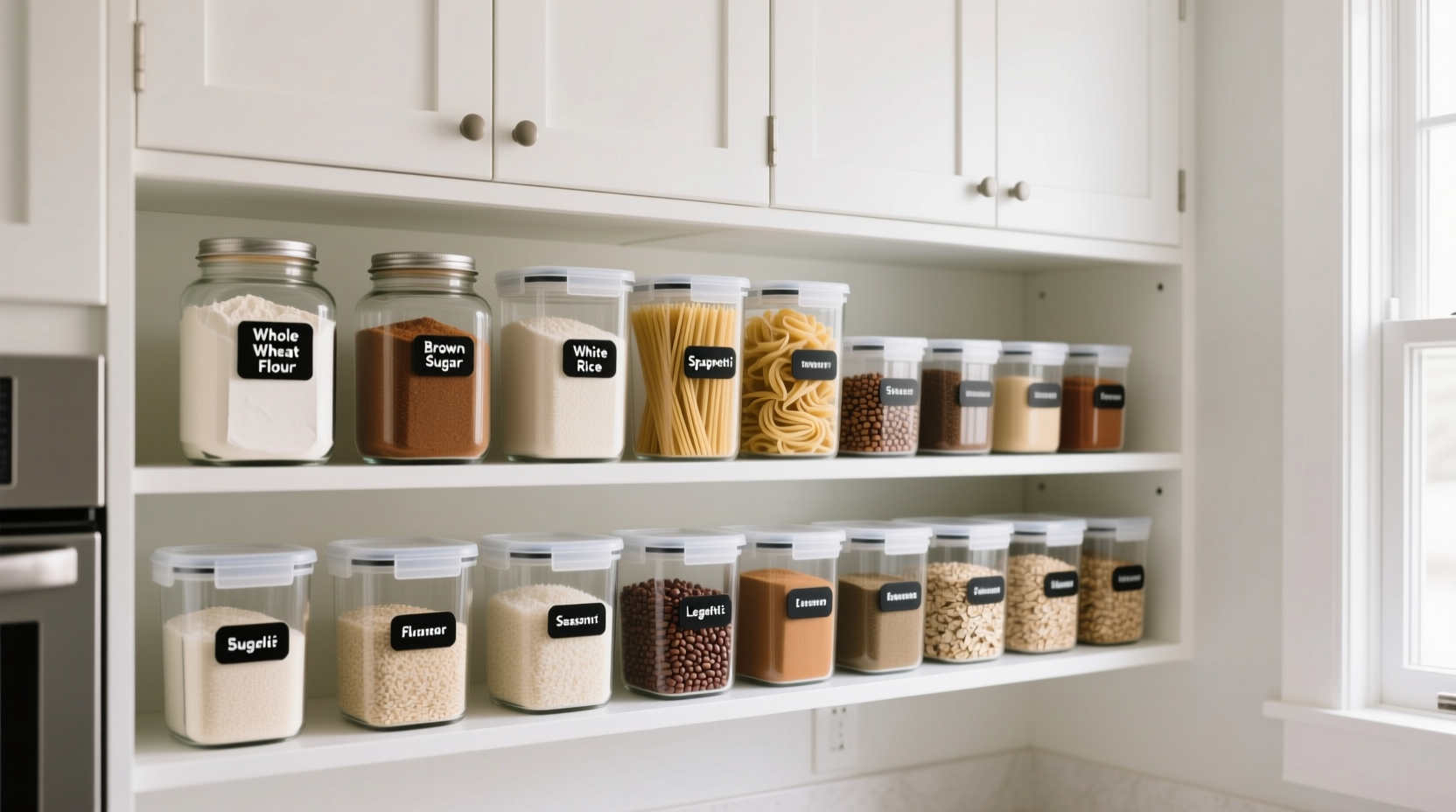 How To Organize Pantry Staples In Clear Containers For Easy Access And ...
