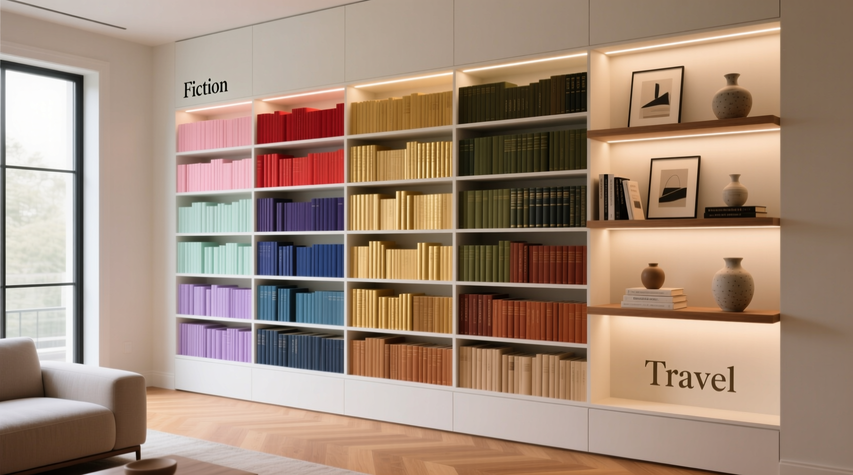 How To Arrange Bookshelves By Color Or Genre For Visual Appeal