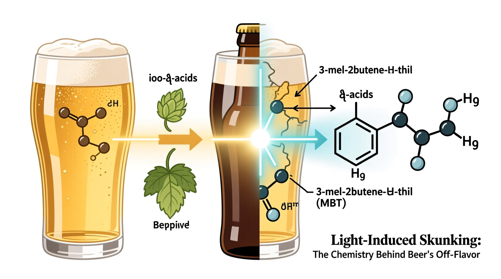 Why Does Beer Taste Skunky When Exposed To Light Chemistry Breakdown