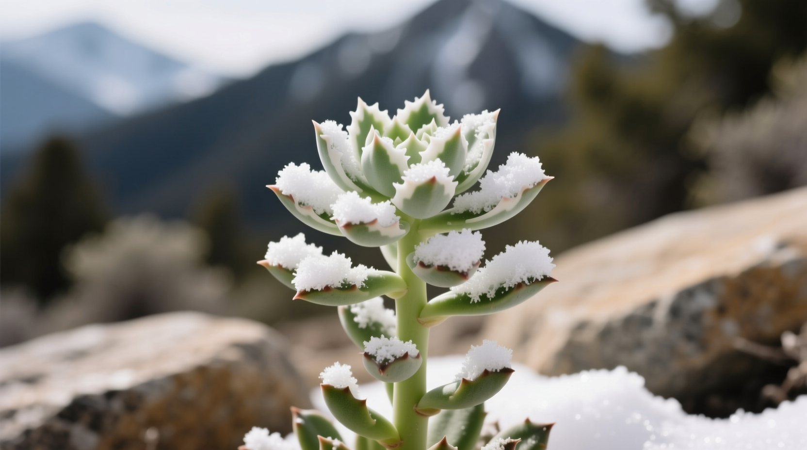 Terrific Snow In The Mountain Plant Images