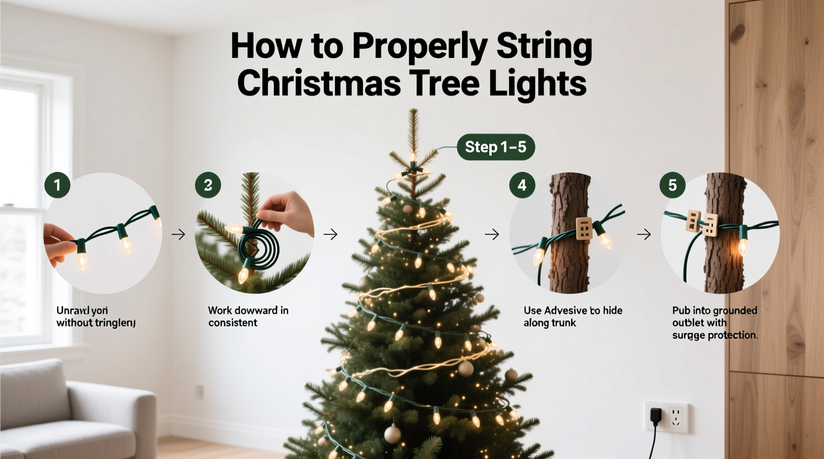 How to Properly String Christmas Tree Lights