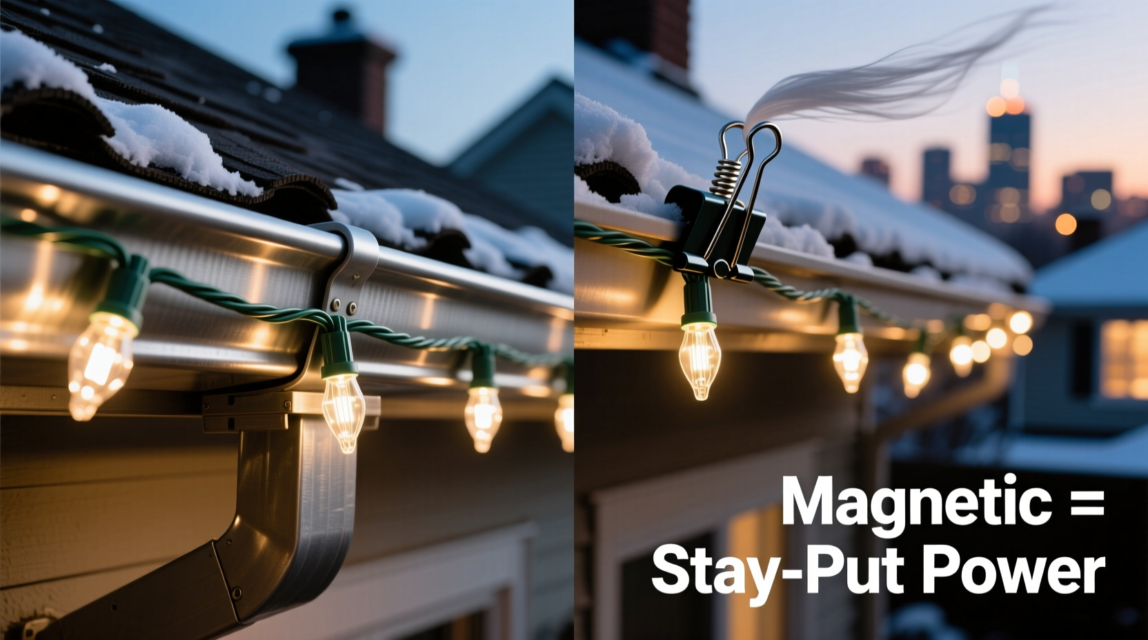 Magnetic Vs Clip On Christmas Lights For Metal Gutters Which Stay Put ...