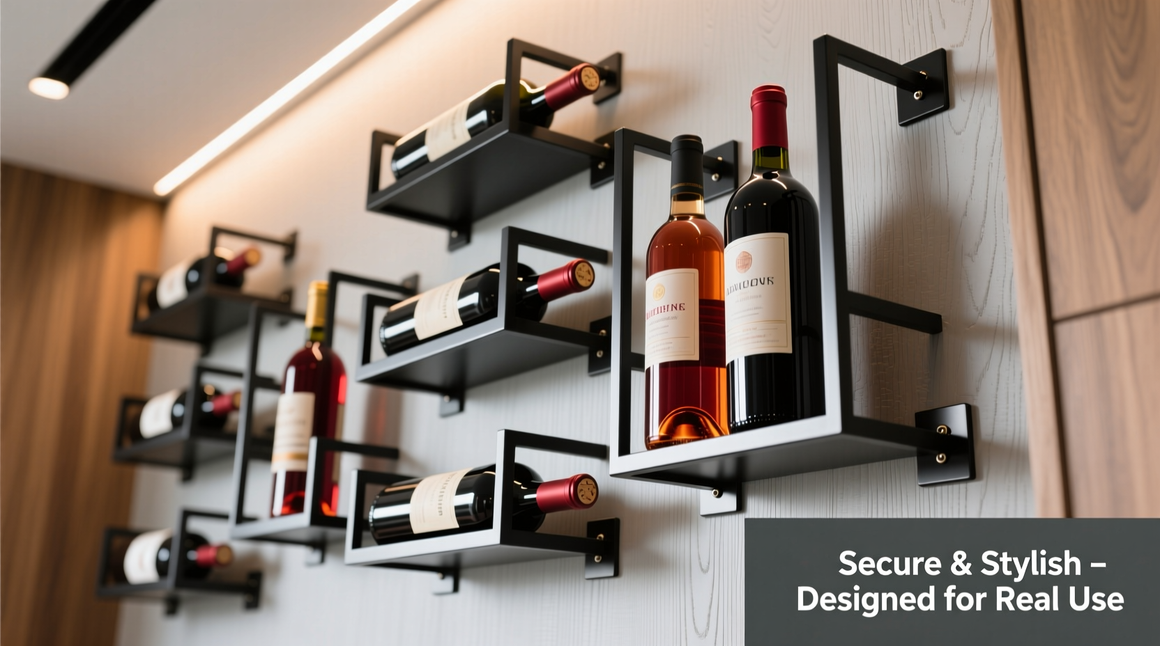 Floating Wine Racks On Walls Secure Enough For Full Bottles