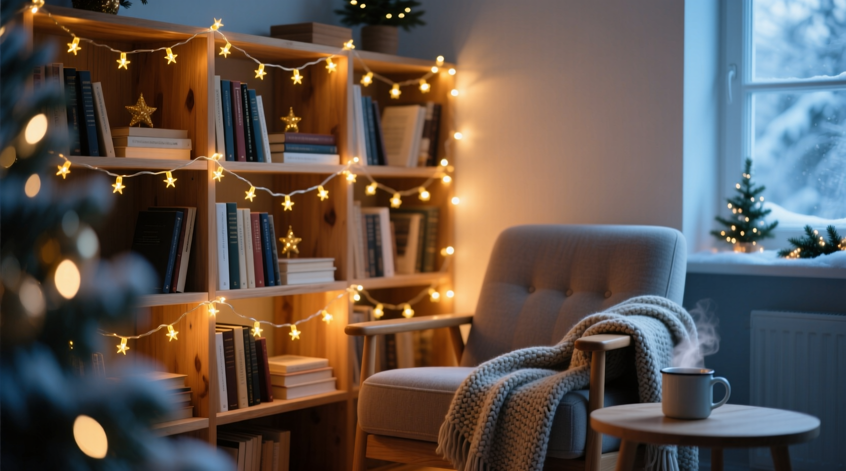 How To Add Subtle Christmas Lighting To Bookshelves Without ...