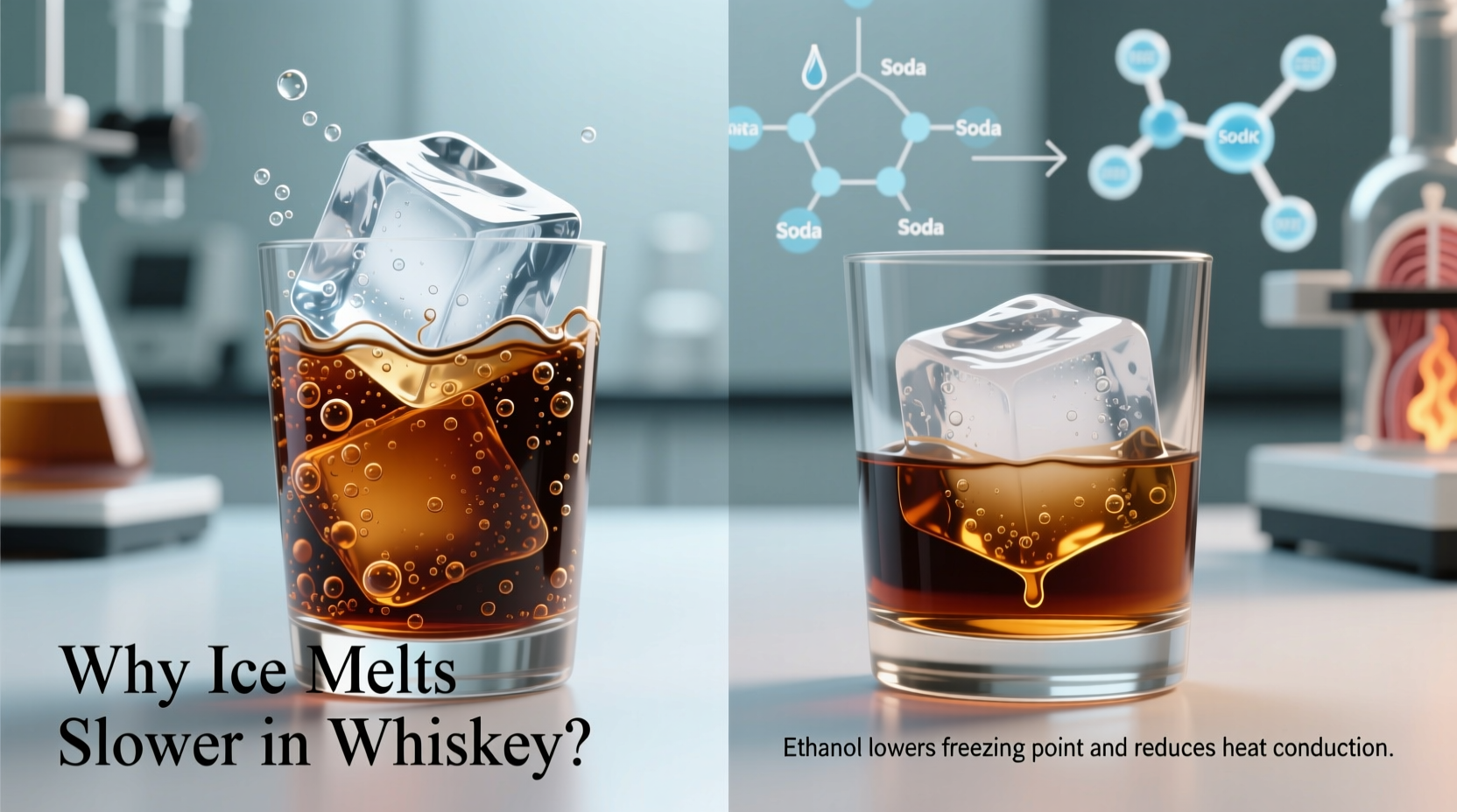 Why Does Ice Melt Slower In Whiskey Than In Soda
