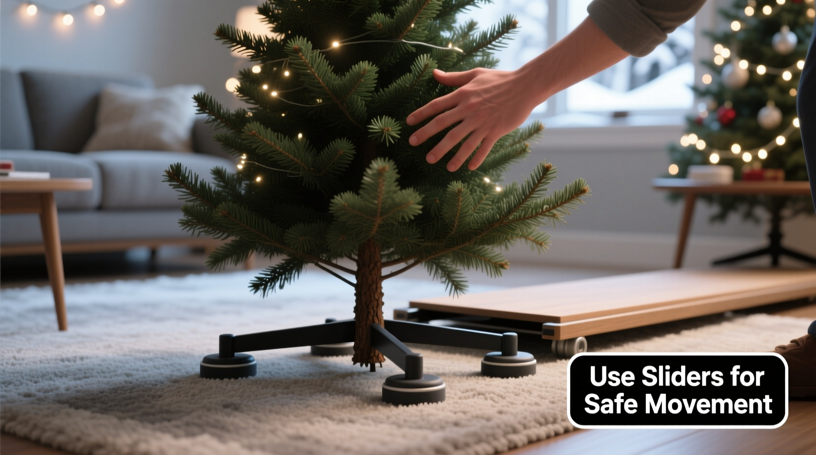 How To Use Furniture Sliders To Move Christmas Tree Into Place