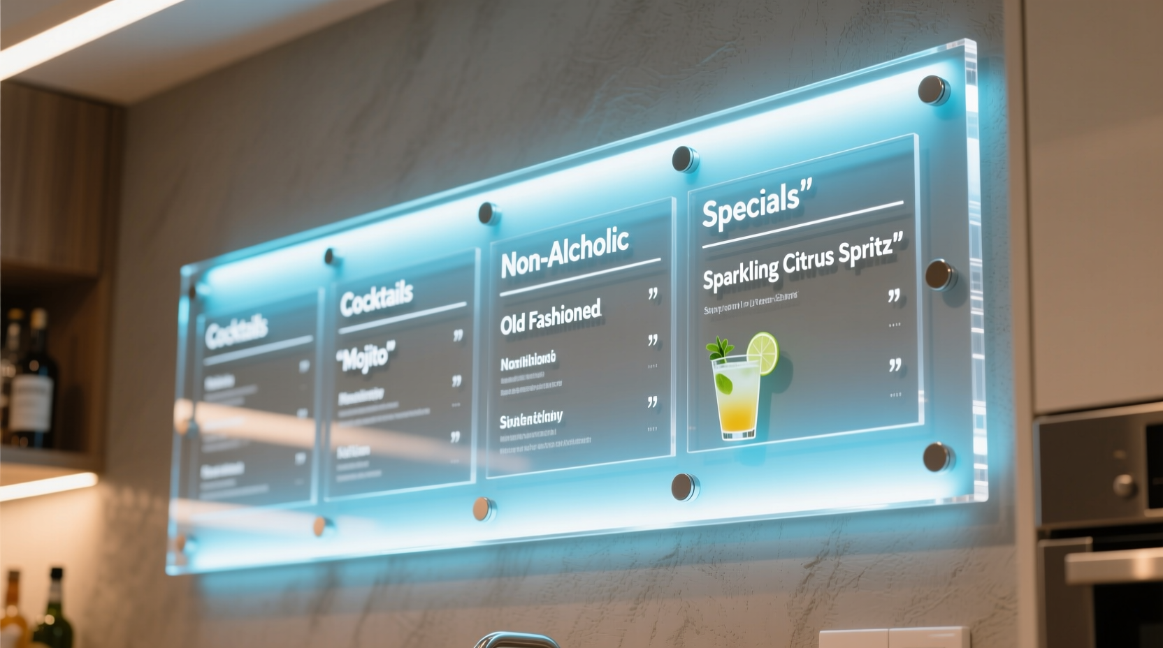 Backlit Acrylic Bar Menu For Home Setups Easy Update Methods