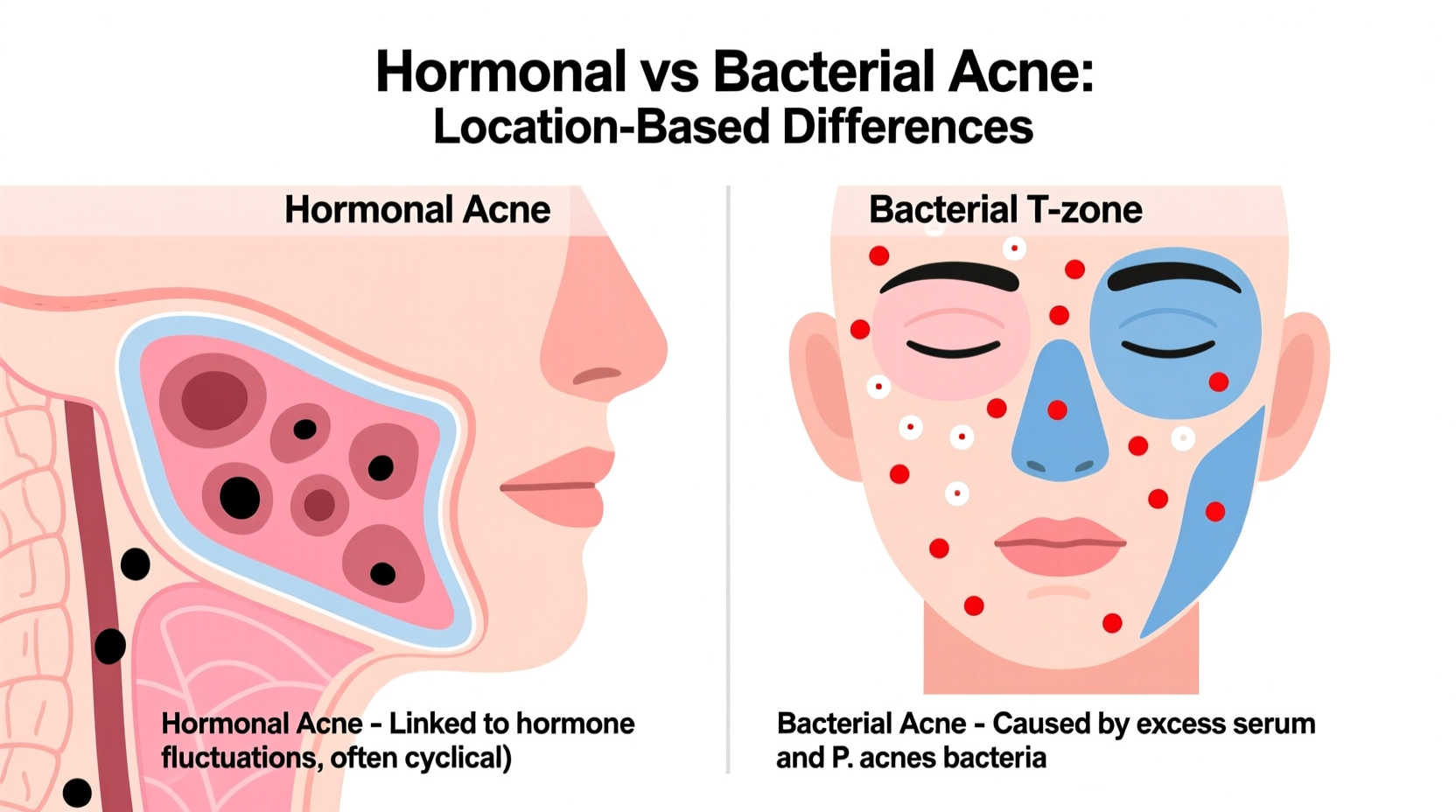 Hormonal Acne Vs Bacterial Acne How To Tell The Difference By Location