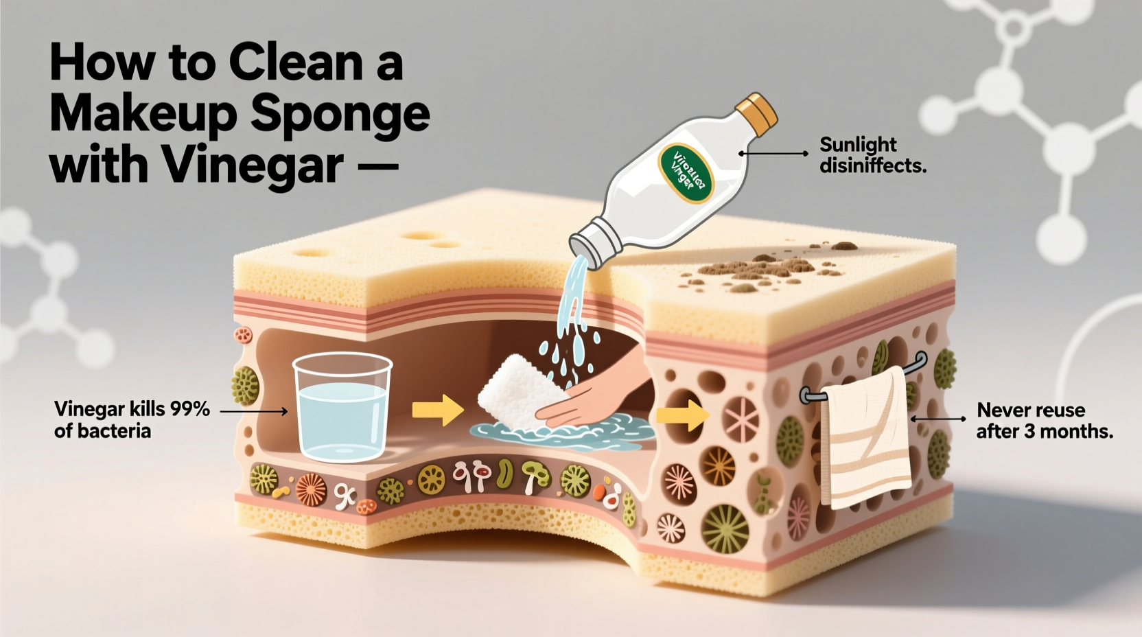 How To Clean A Makeup Sponge Without Bacteria Buildup Using Vinegar