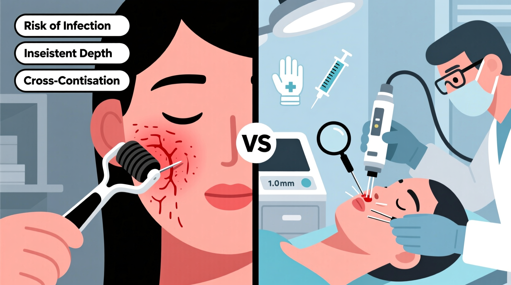 Derma Rolling At Home Vs Professional Microneedling Safety Risks Explained