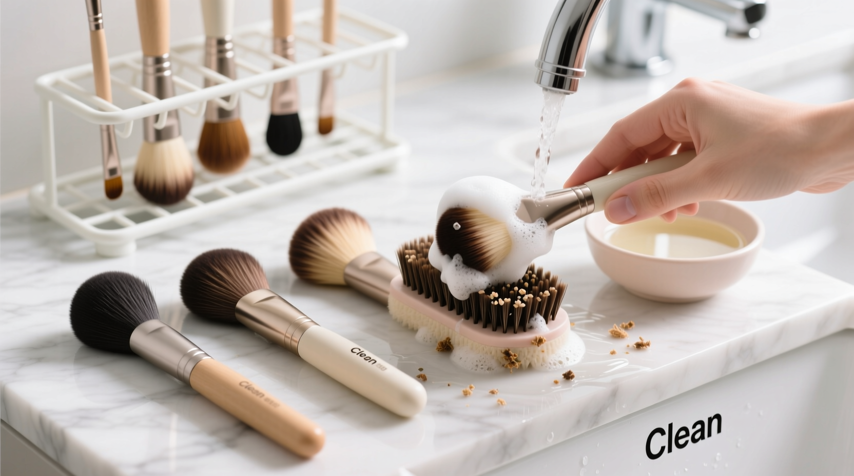 How To Clean Dense Makeup Brushes Properly To Prevent Breakouts