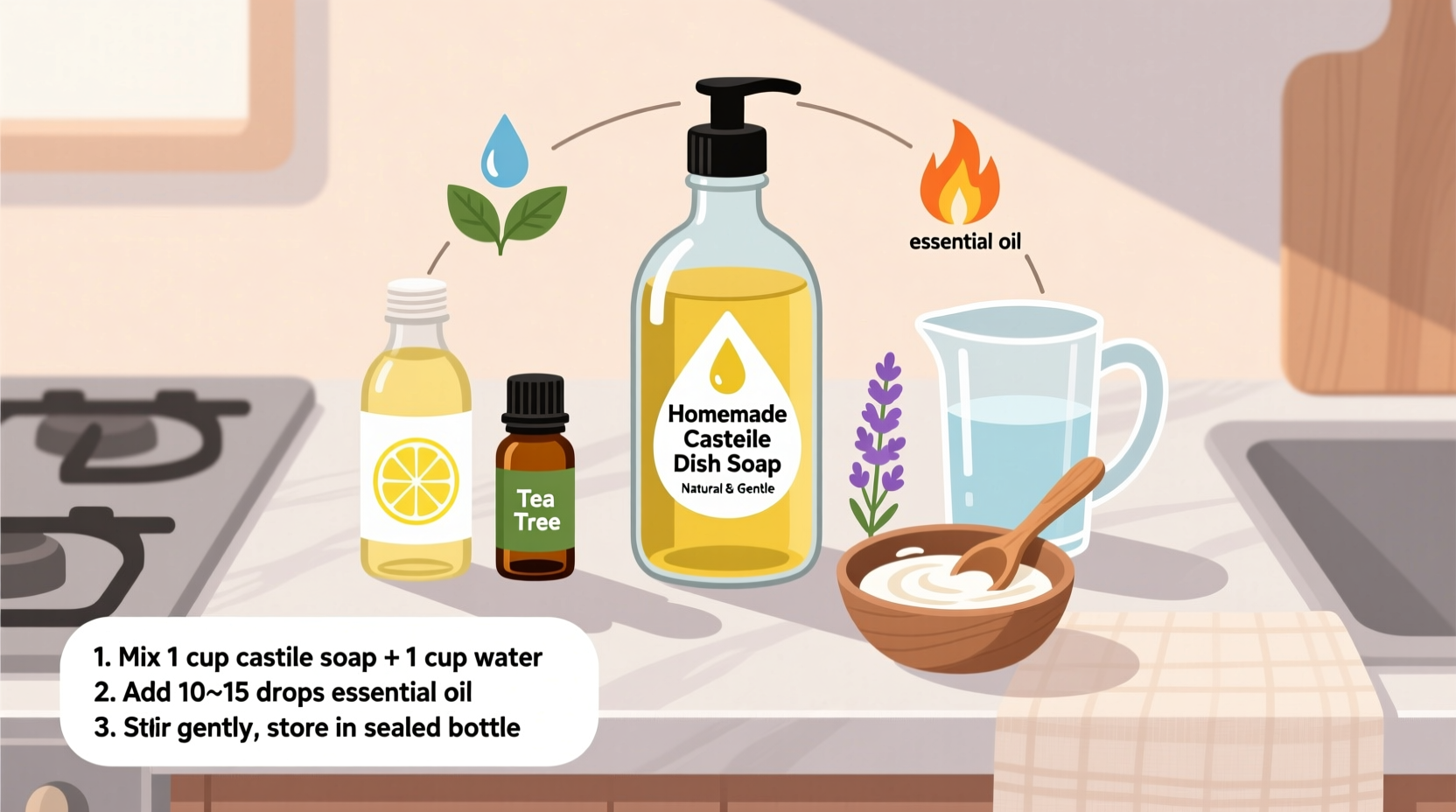 How To Make Your Own Natural Dish Soap With Castile And Essential Oils
