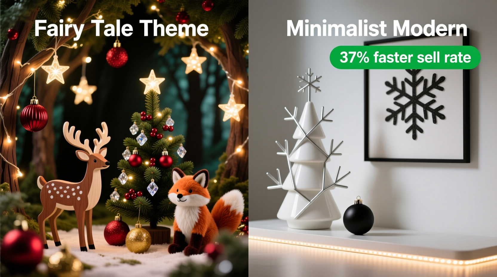 Fairy Tale Themed Vs Modern Minimalist Christmas Decor Which Sells ...