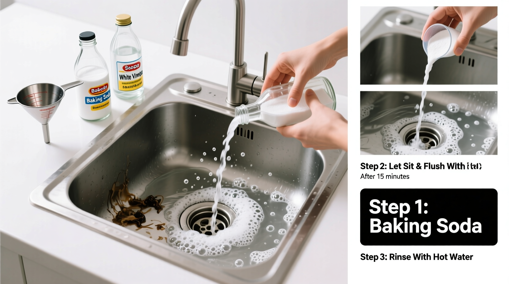 How To Unclog A Sink Without Drano Using Baking Soda And Vinegar