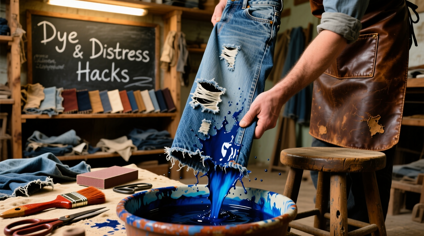 How To Refresh Old Jeans Without Buying New Ones Dyeing And Distressing ...