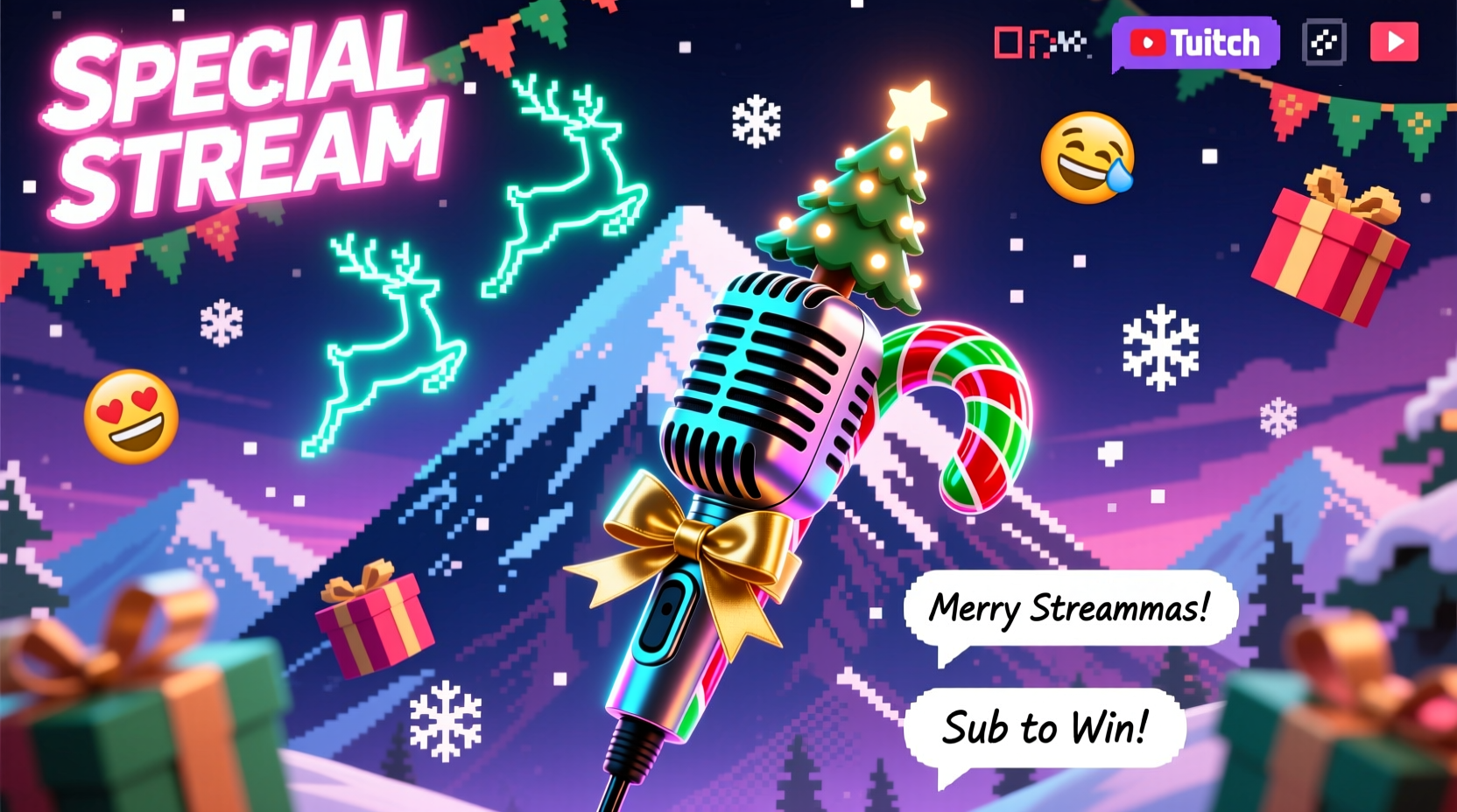 Christmas Gift For Streamer Custom Overlay Art And Mic Accessories