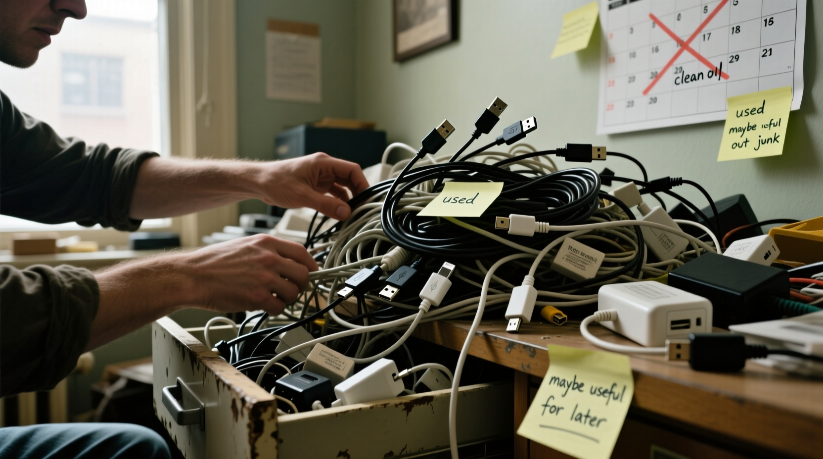 Why Are Some People Addicted To Hoarding Random Cables And Chargers
