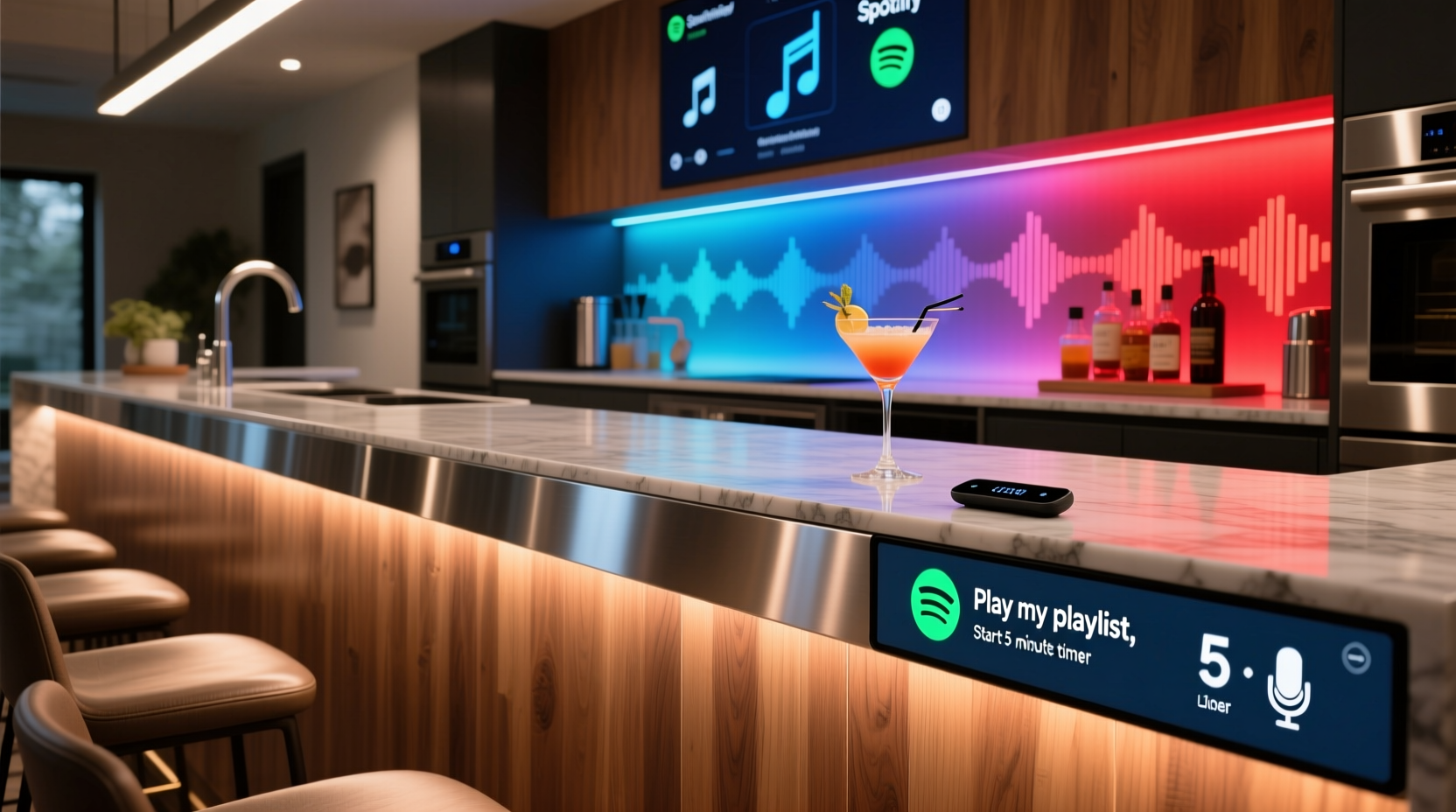 How To Integrate Voice-controlled Bar Lighting That Syncs With Spotify Playlists And Drink Prep ...