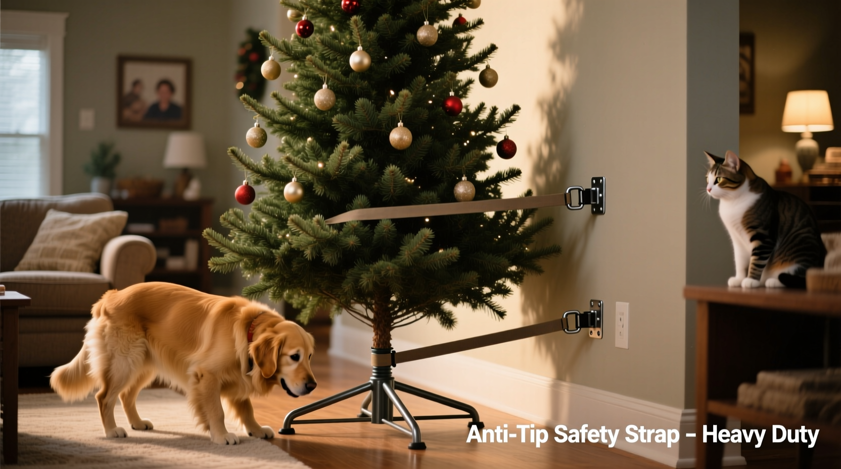 Best Way To Secure A Tall Christmas Tree To Prevent Tipping During Pet ...