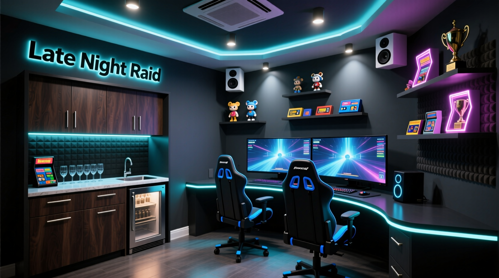 How To Design A Gaming Den With Built-in Mini Bar For Late-night Raids