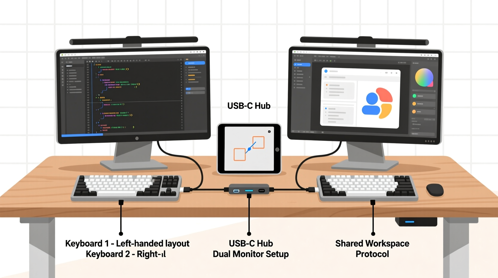 How To Set Up Dual Keyboards For Shared Desk Workspace