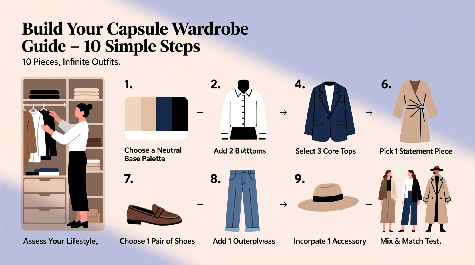 Step By Step Guide To Building A Capsule Wardrobe With 10 Versatile Pieces
