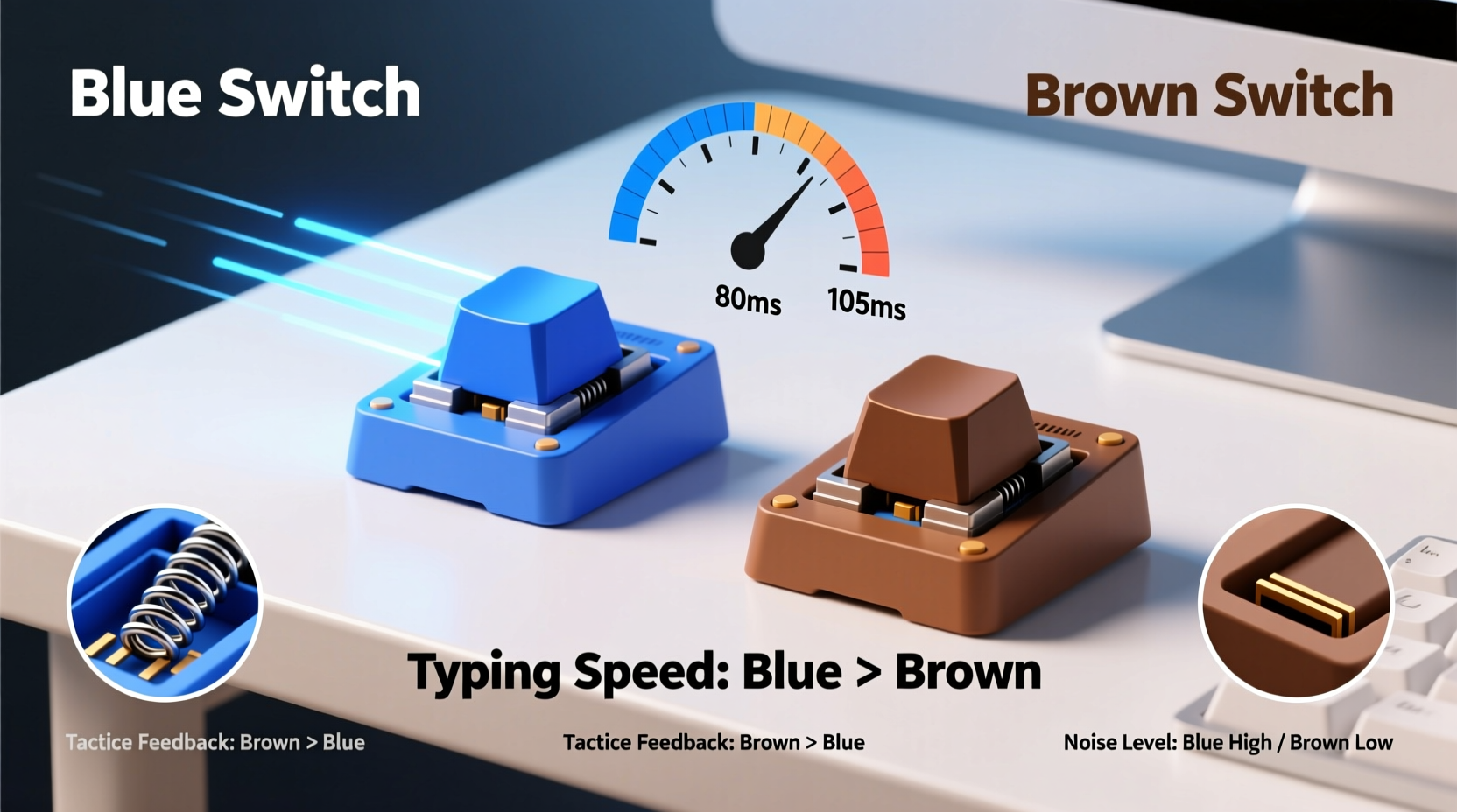 Mechanical Keyboard Switches Blue Vs Brown Which Is Better For Typing Speed