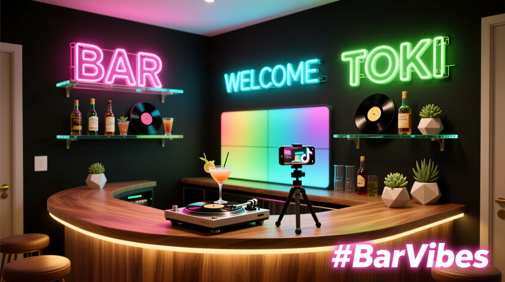 How To Style A Gen Z-friendly Home Bar With Retro Neon Signs And TikTok ...