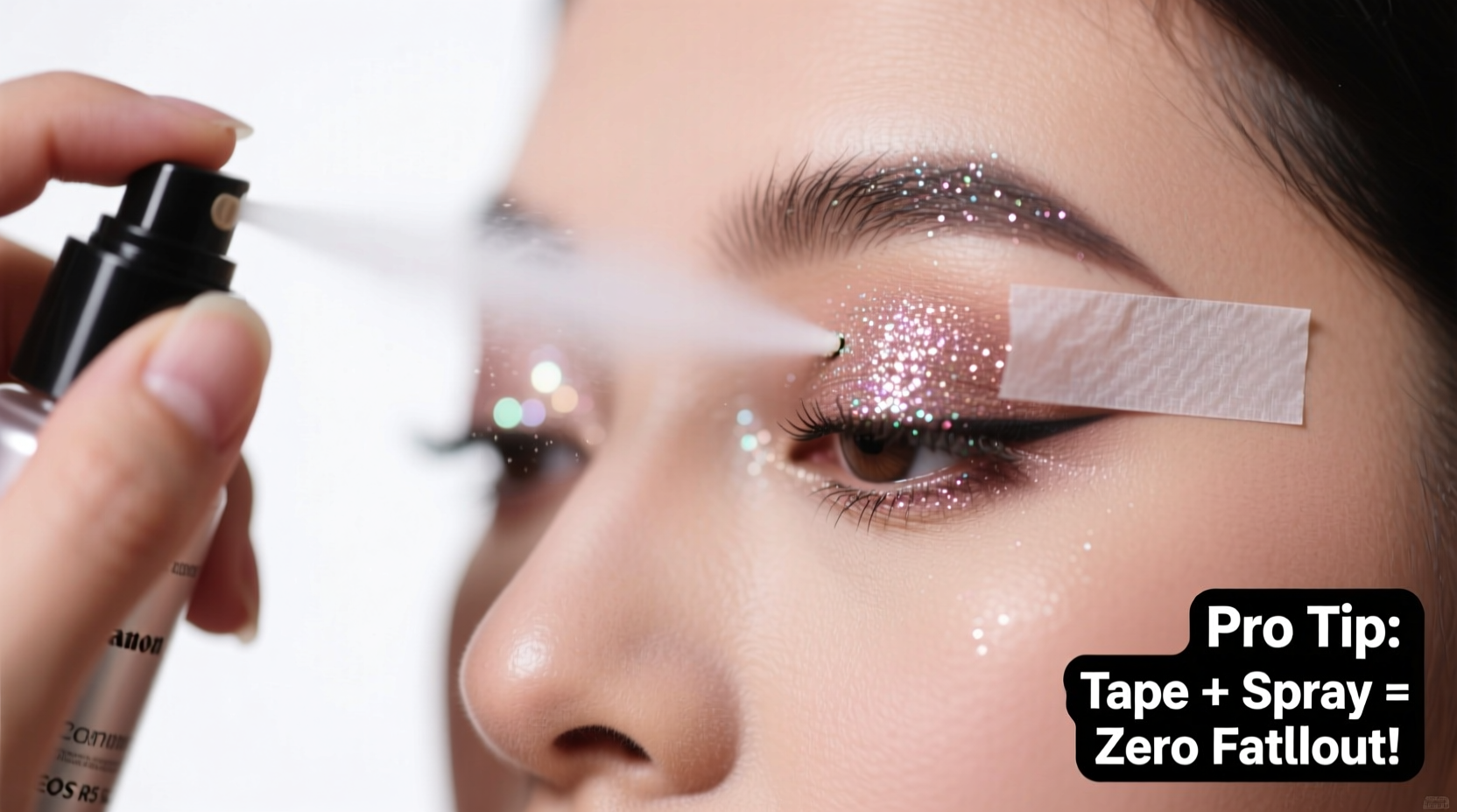 How To Apply Glitter Eyeshadow Without Fallout Using Tape And Setting Spray
