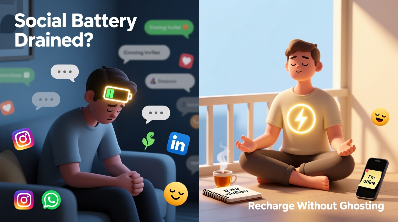 Social Battery Drained Meaning And How To Recharge Without Ghosting ...