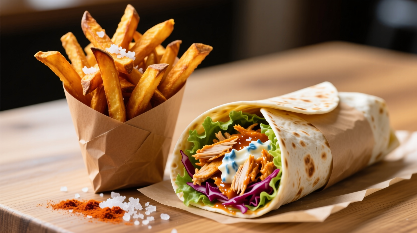 Perfect Buffalo Chicken Wrap and Sweet Potato Fries Recipe